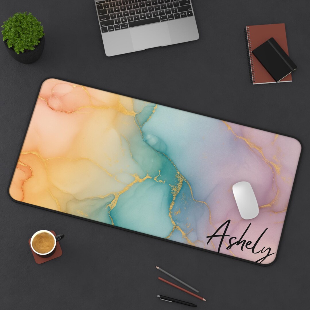 Custom Desk Mat Mousepad With Name, Large Modern Desktop Mat, Colorful ...