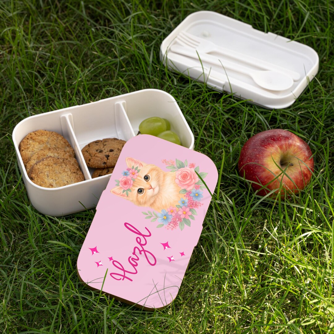 Kitten Bento Box, Custom Cat Lunch Box for Girls, Personalized Food ...