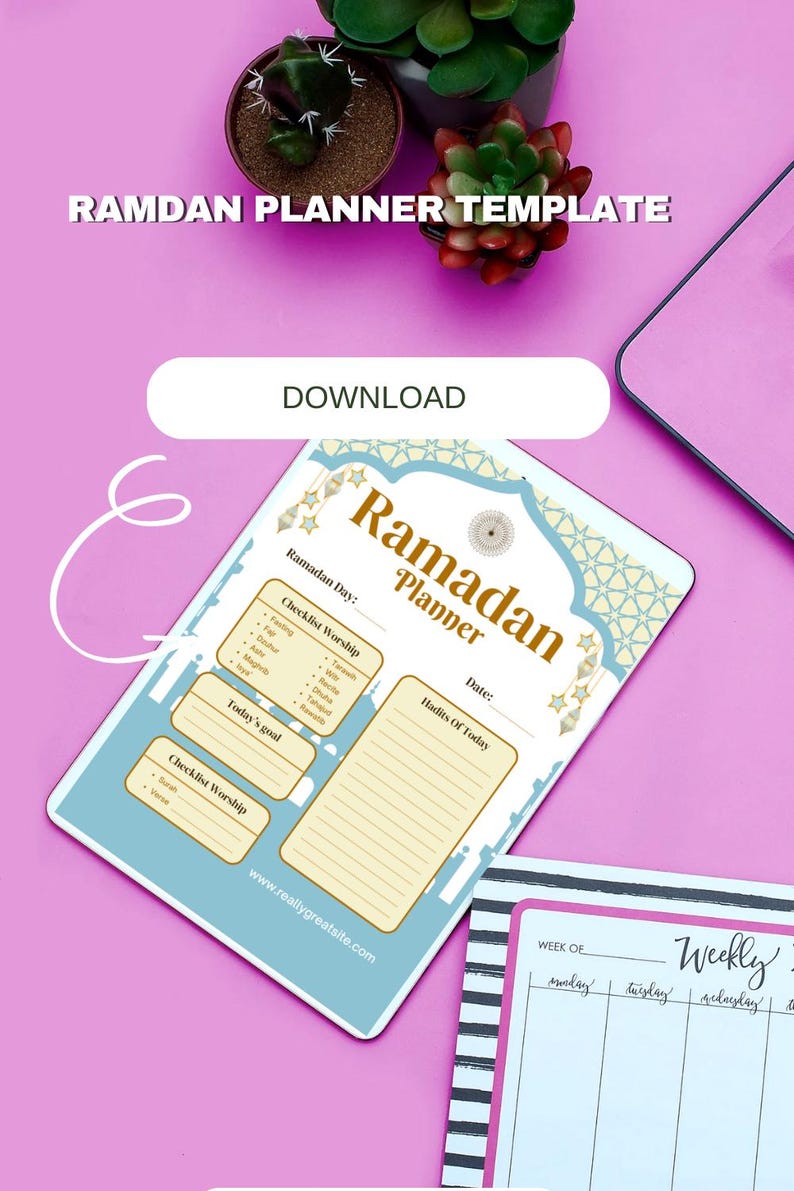 Ramadan Planner Printable, Ibadah Tracker, Islamic Prayer, Canva ...