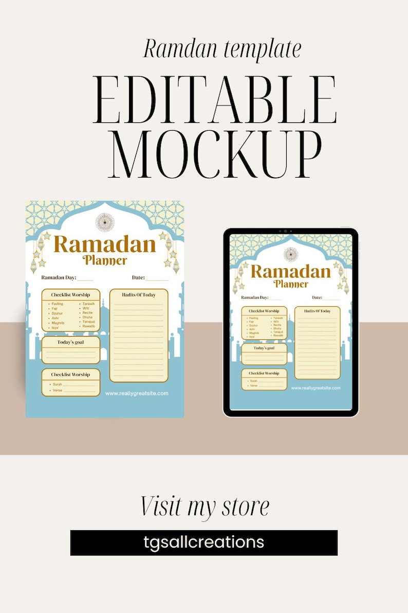 Ramadan Planner Printable, Ibadah Tracker, Islamic Prayer, Canva ...