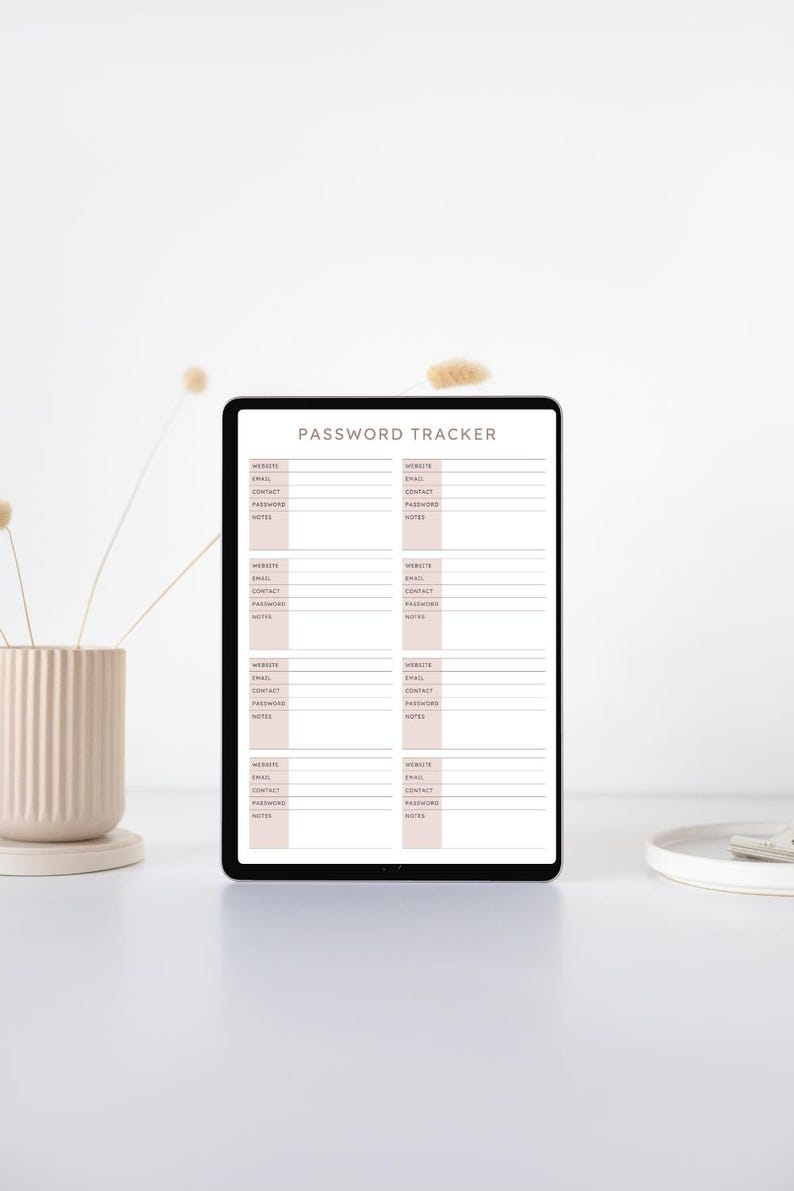 Editable Password Tracker Template, Canva Printable (digital PDF ...