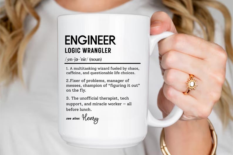 Custom Engineer Mug, Funny Engineering Definition Gift, STEM Coffee Cup ...