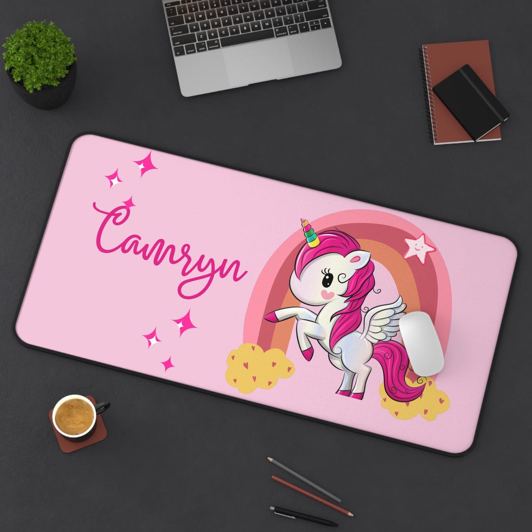 Custom Unicorn Desk Mat, Personalized Name Desk Mat, Cute Magical Desk ...