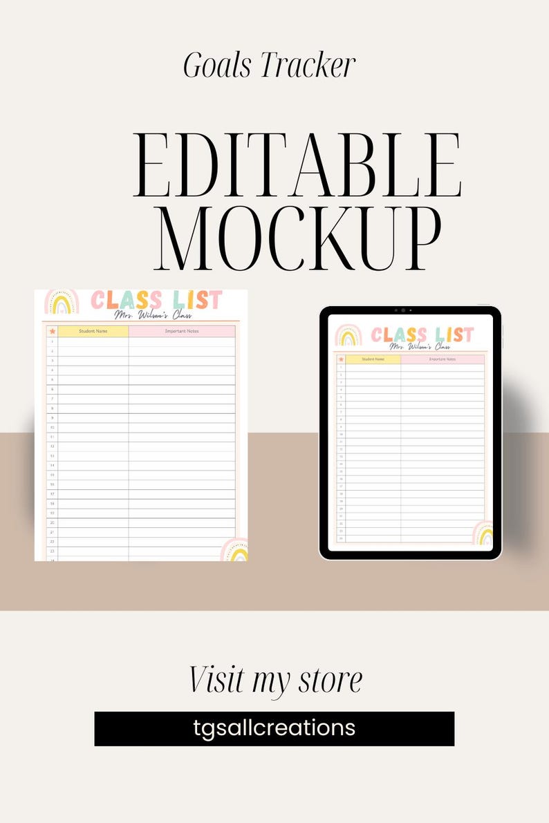 Class List Template Printable, Canva Editable Teacher Roster, Student ...