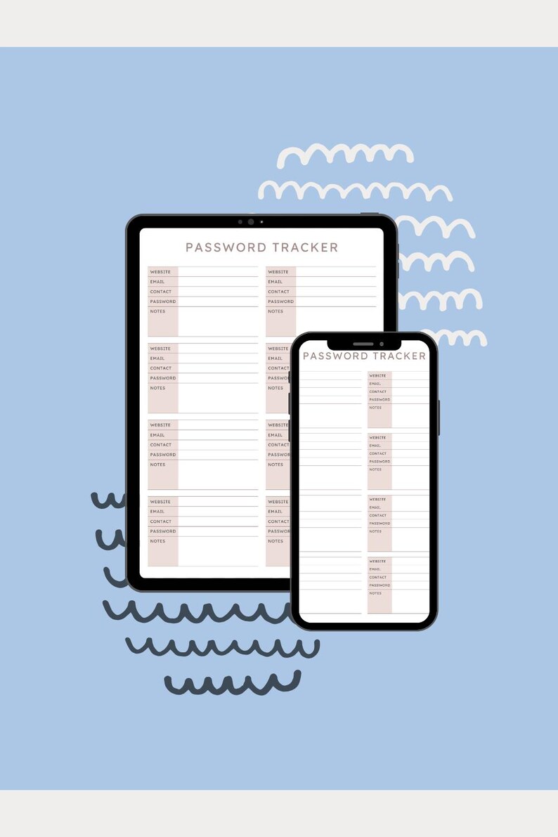 Editable Password Tracker Template, Canva Printable (digital PDF ...