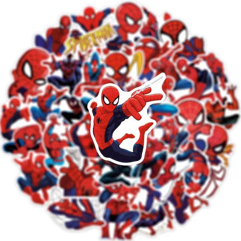 50 Pcs Super Hero Spider Man Stickers Graffiti Decal Skateboard Guitar