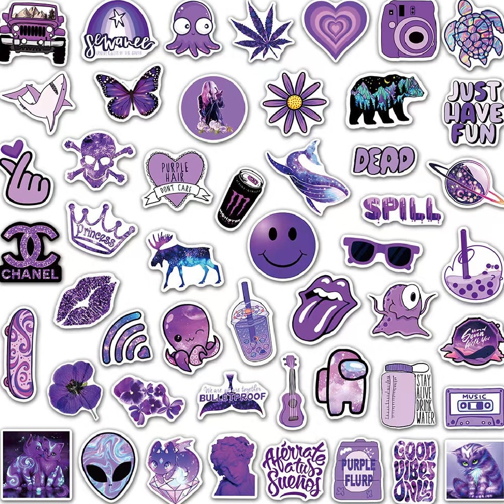 50PCS Cute Cartoon Purple INS Style Girl Graffiti Stickers Aesthetic ...