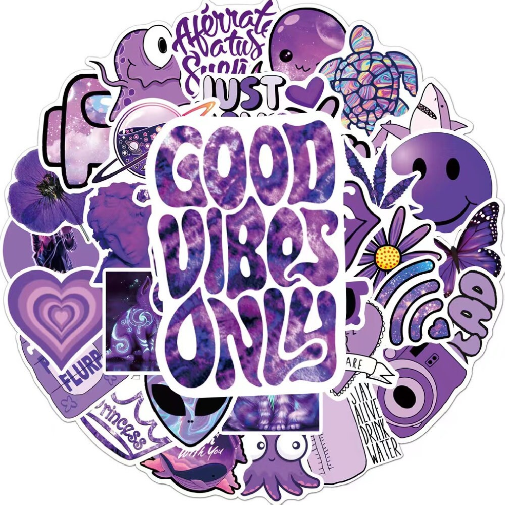 50PCS Cute Cartoon Purple INS Style Girl Graffiti Stickers Aesthetic Laptop Phone Water Bottle ...