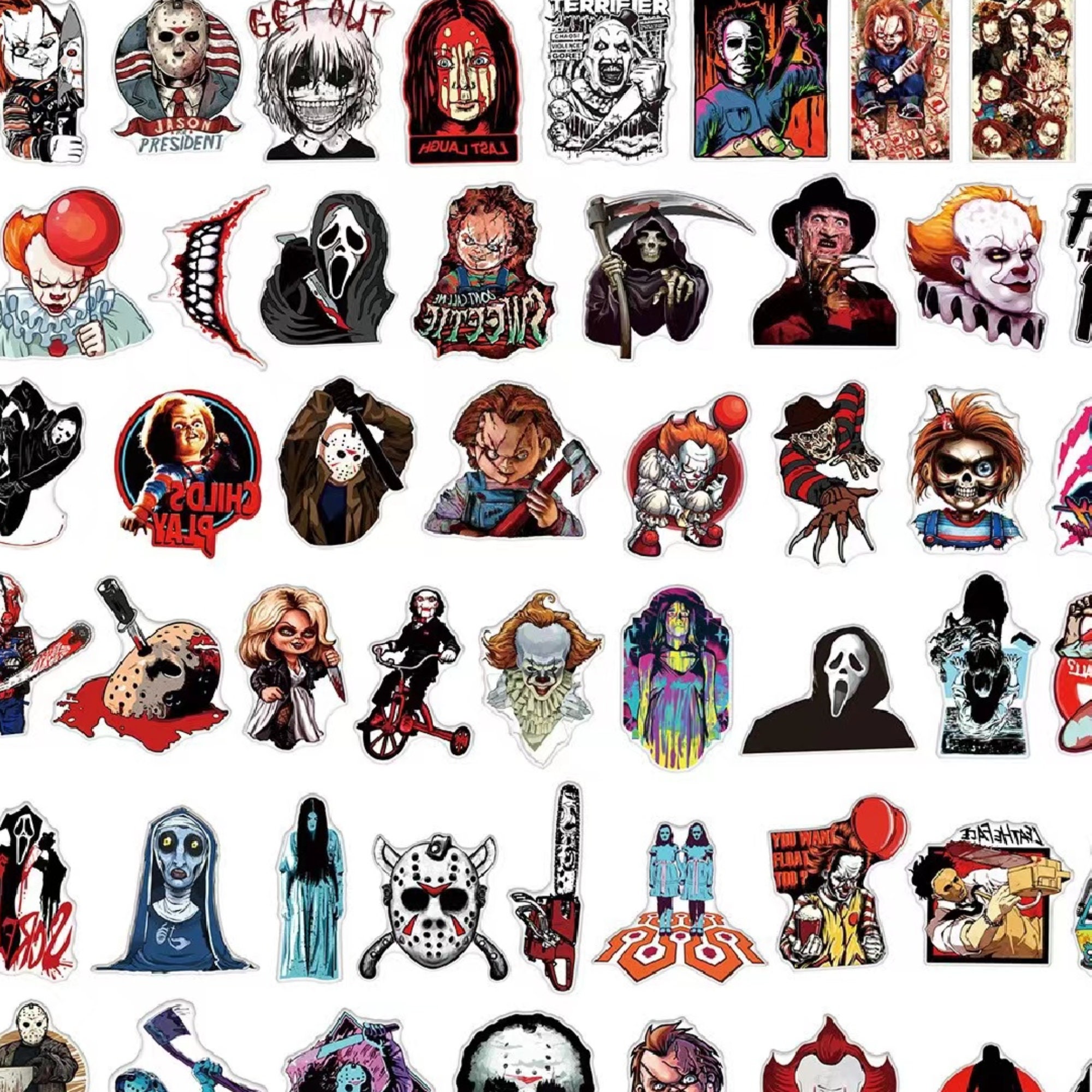 50 Pcs Horror Movie Graffiti Stickers Cartoon Luggage Water Cup Mobile ...