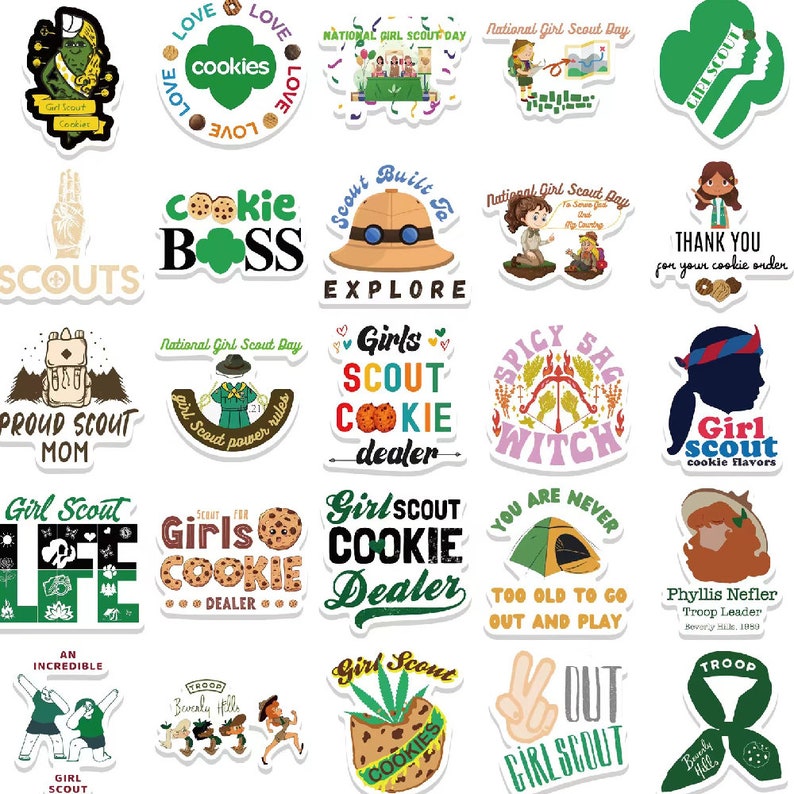 50 Pcs Stickers Girl Scouts Sticker Kids Toys Stationery Car Notebook ...
