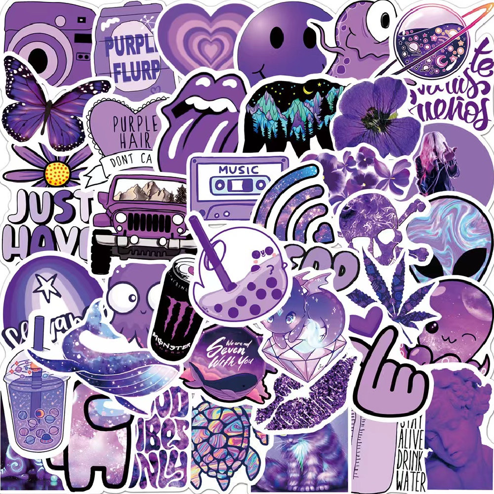 50PCS Cute Cartoon Purple INS Style Girl Graffiti Stickers Aesthetic ...