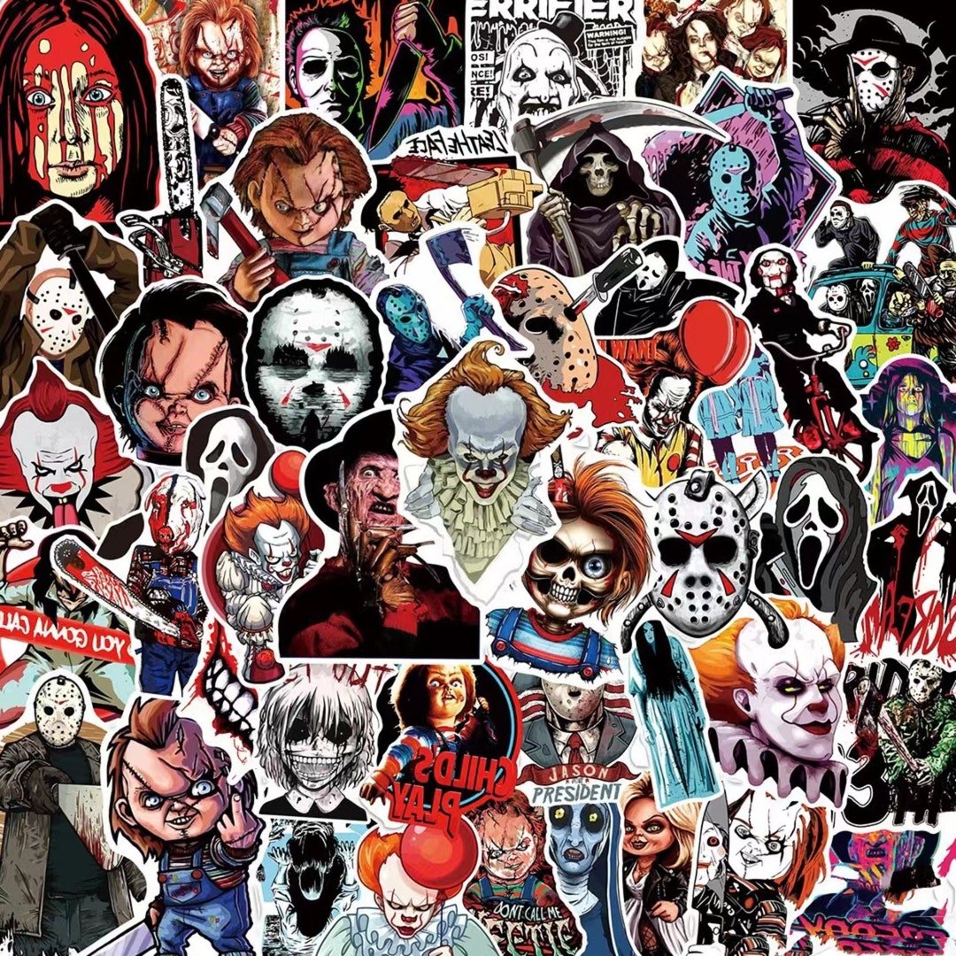 50 Pcs Horror Movie Graffiti Stickers Cartoon Luggage Water Cup Mobile ...