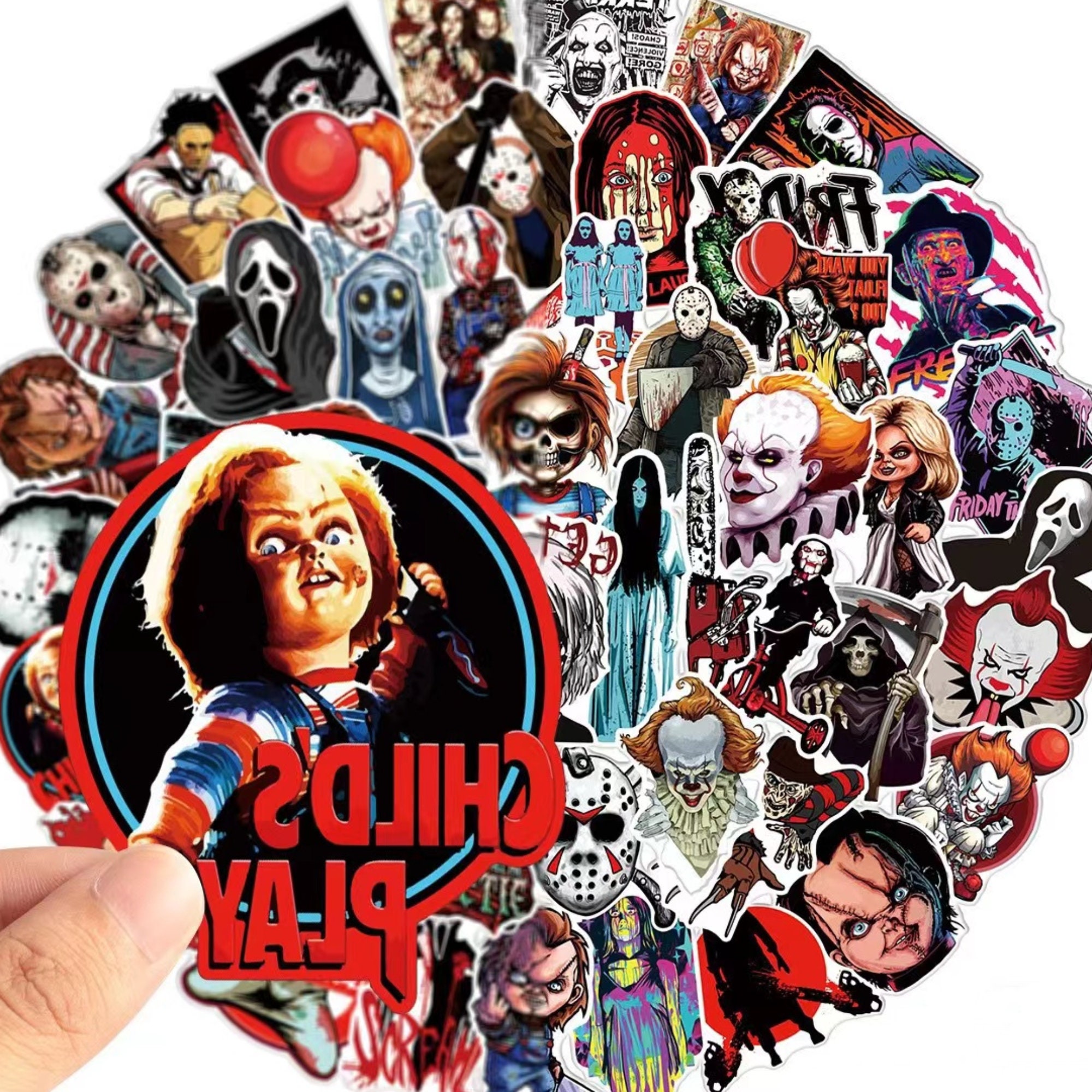 50 Pcs Horror Movie Graffiti Stickers Cartoon Luggage Water Cup Mobile ...
