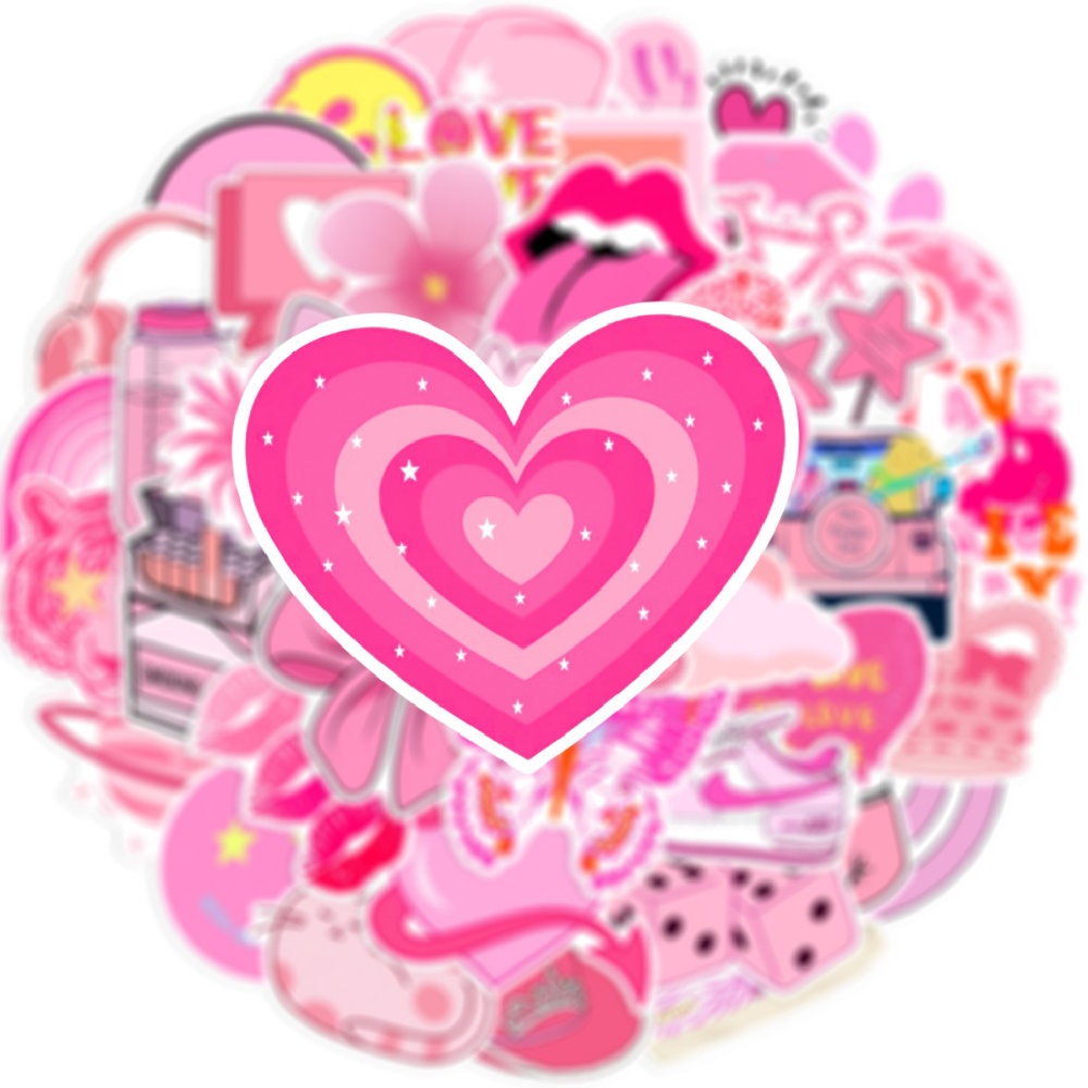 50pcs Cute Pink Preppy Little Fresh Stickers DIY Luggage - Etsy