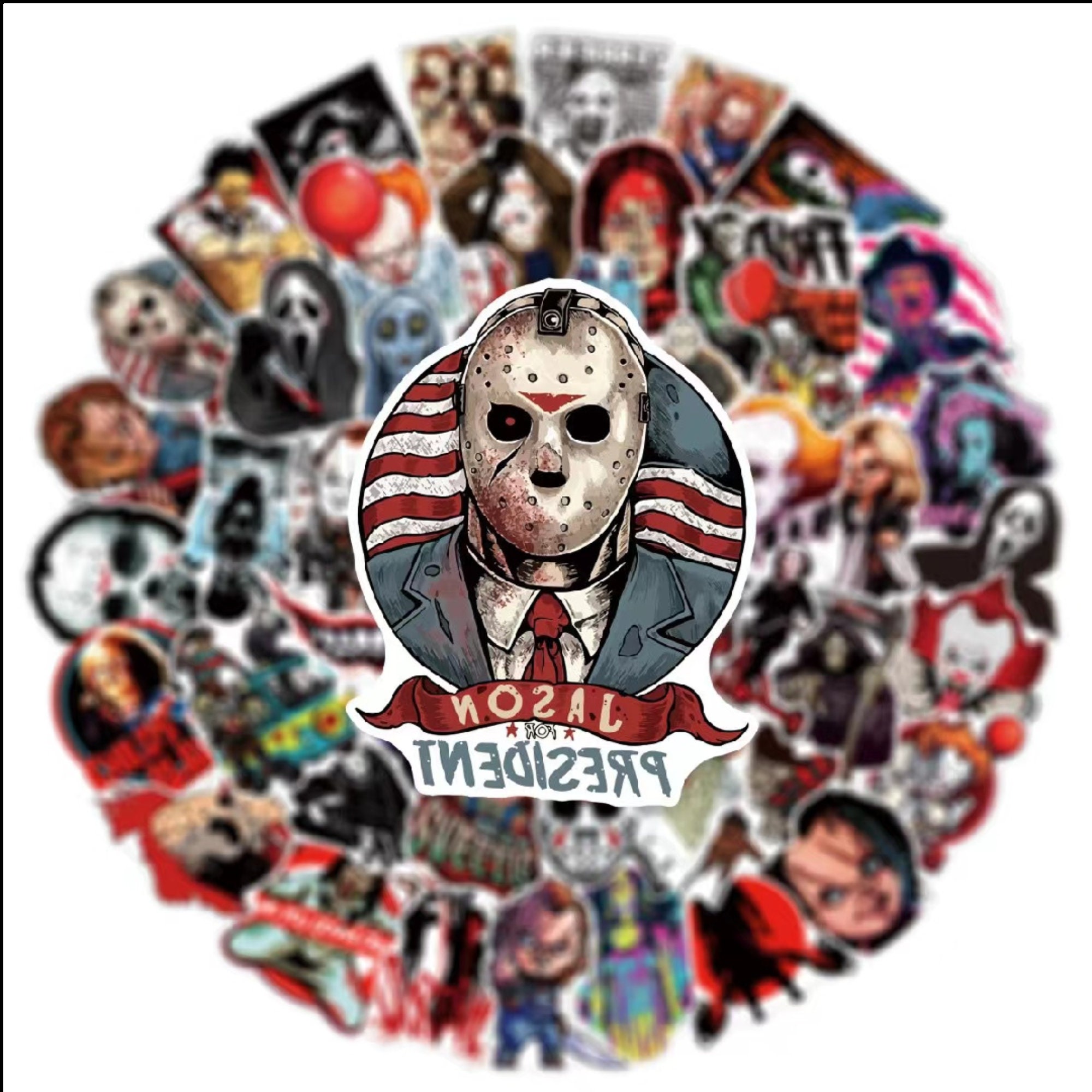 50 Pcs Horror Movie Graffiti Stickers Cartoon Luggage Water Cup Mobile ...