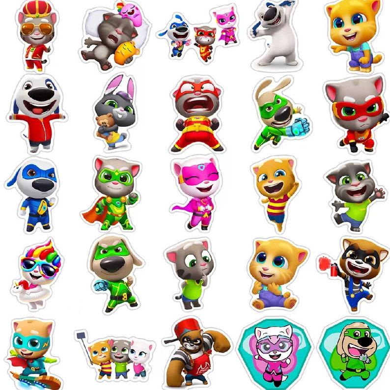50 Pcs Cartoon Anime Talking Tom Cat Stickers for Car Laptop - Etsy