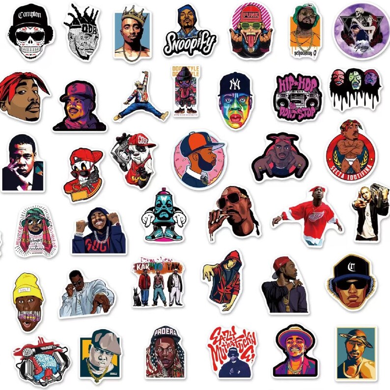50 Pcs Hiphop Music Cool Rapper Stickers DIY Travel Luggage - Etsy
