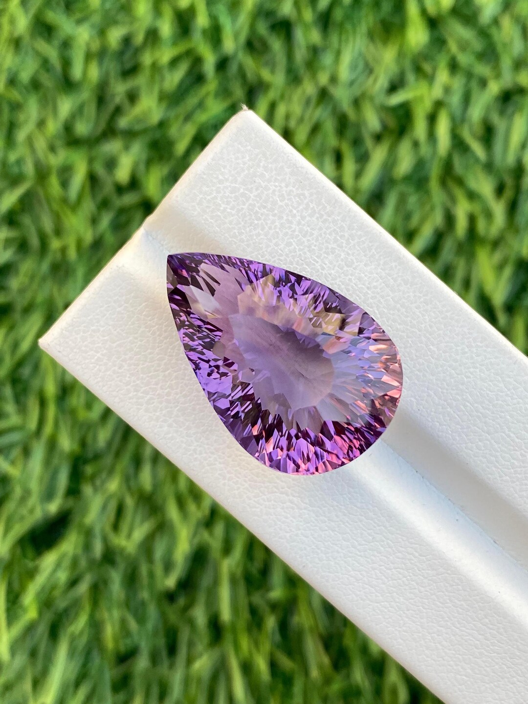 Natural Amethyst Concave Cut Pear Shape, Weight. [ 32.15 ].cts Top ...