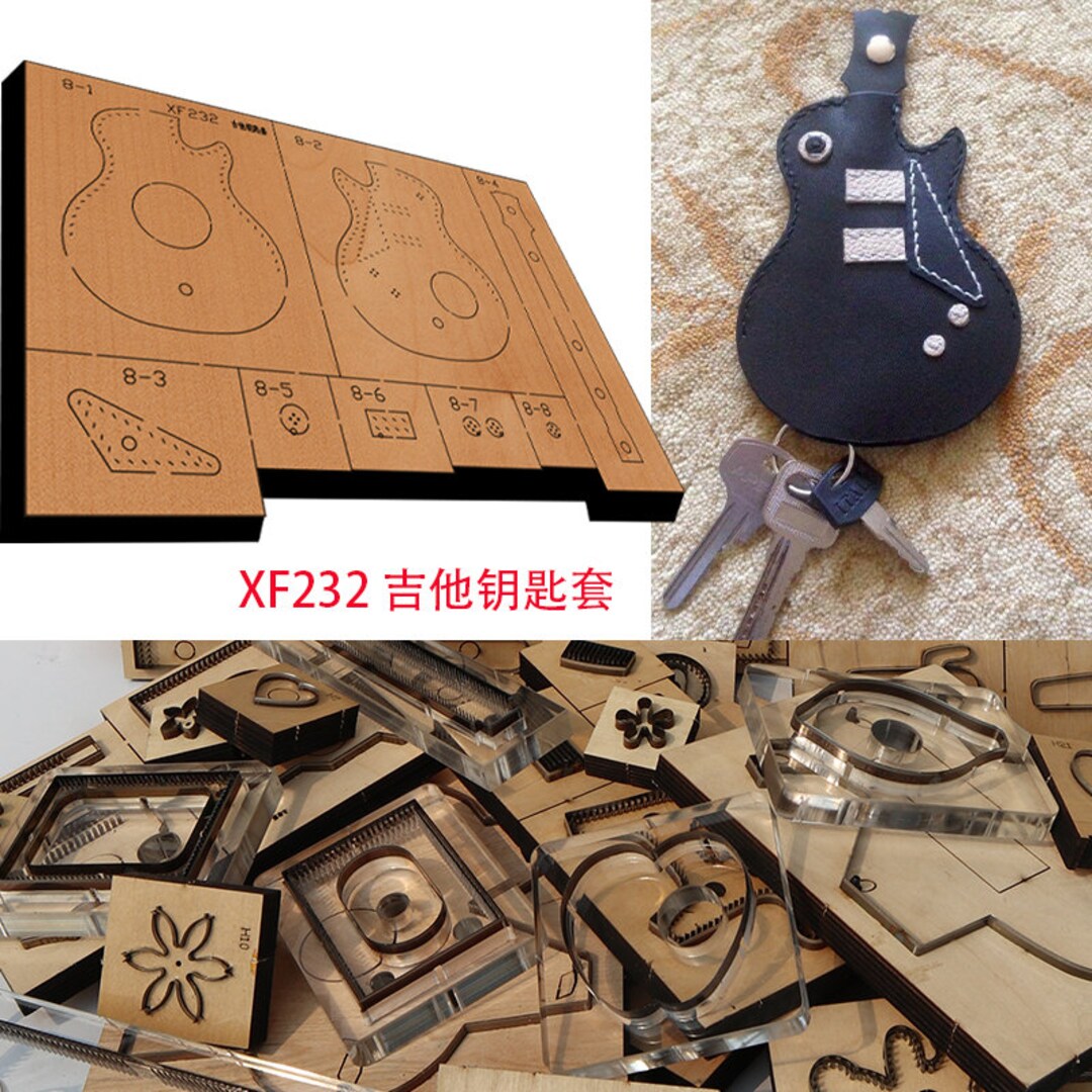 New Japan Steel Blade Wooden Die Guitar Key Bag Wallet Leather Craft ...