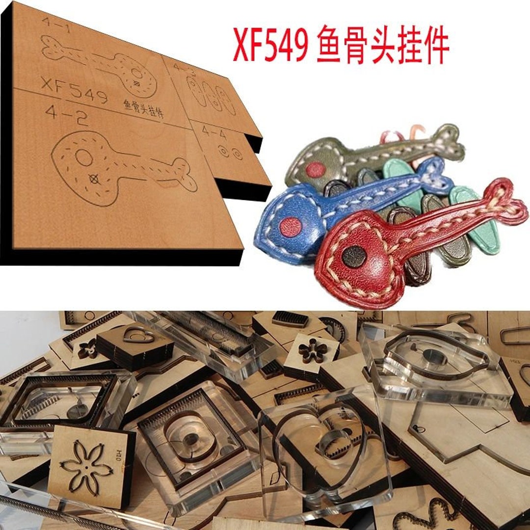 New Japan Steel Blade Wooden Die Fish Bone Pendant Leather Craft Punch ...