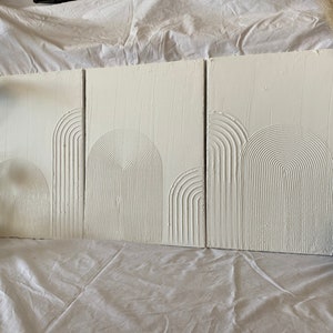 Set of 3 Boho Wall Decor, Textured Wall Art, Plaster Wall Art, Textured ...