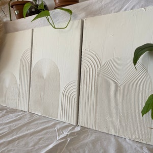 Set of 3 Boho Wall Decor, Textured Wall Art, Plaster Wall Art, Textured ...