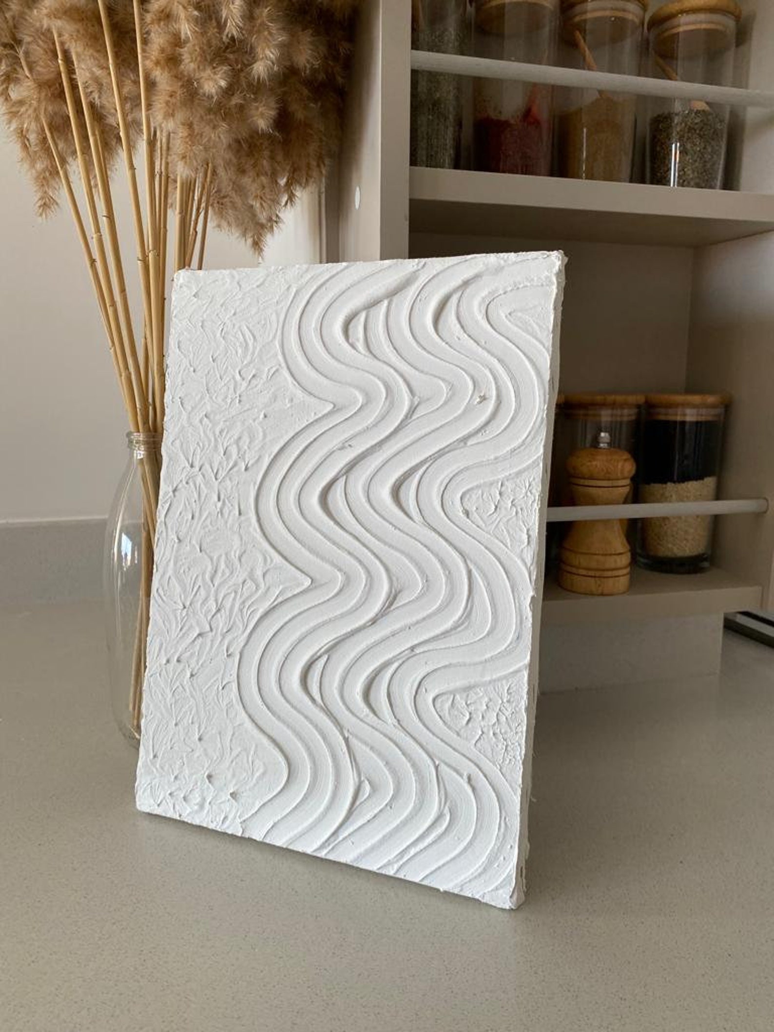 Boho Textured Wall Art, Mid Century Wall Art, Plaster Wall Art, Spackle ...