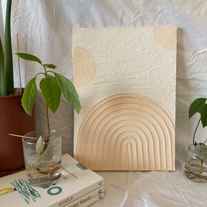 Beige Boho Textured Wall Art, Plaster Wall Art, Textured Art Canvas ...