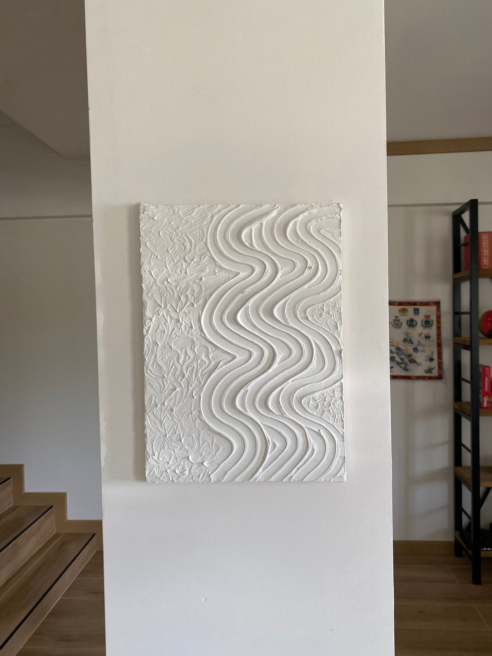 Boho Textured Wall Art, Mid Century Wall Art, Plaster Wall Art, Spackle ...