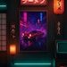 Neon Cyberpunk Ferrari Tokyo Drift Car Poster – Vaporwave Ferrari ...