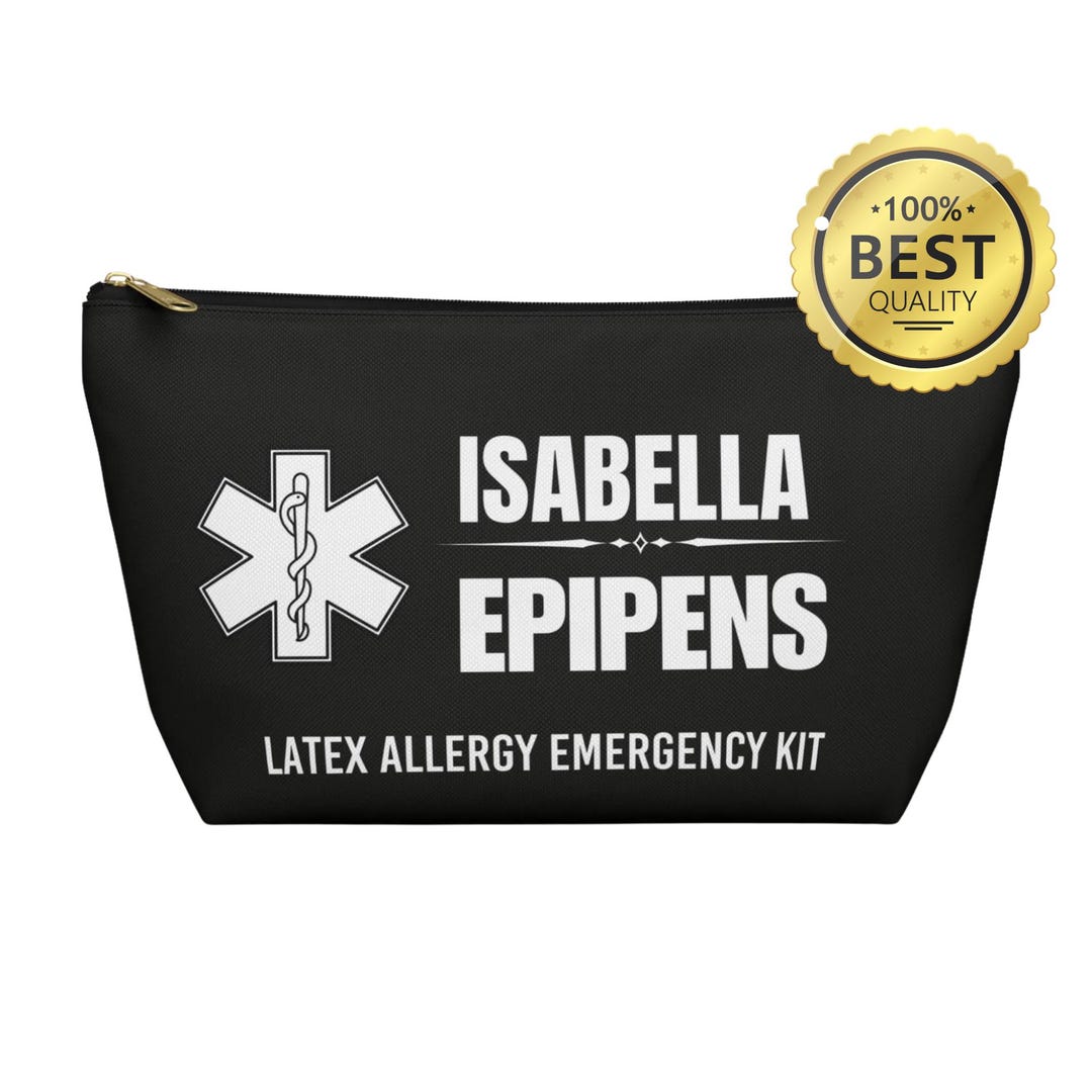 Personalized Latex Allergy Epipens Accessory Pouch With T-bottom ...