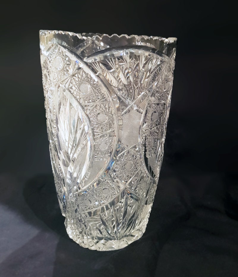 Large Bohemian Crystal Vase - STUNNING PIECE - Etsy