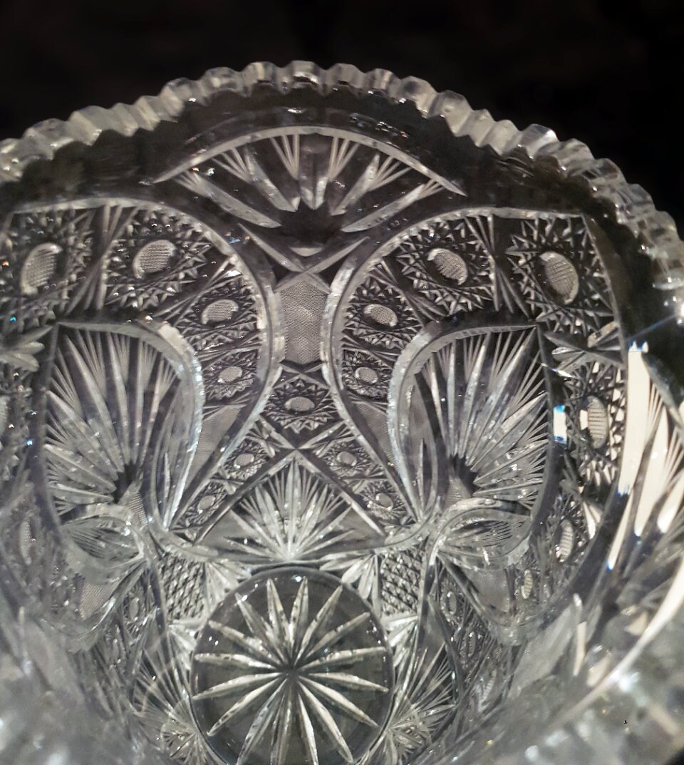 Large Bohemian Crystal Vase - STUNNING PIECE - Etsy