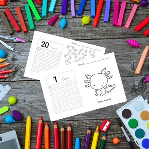 Traceable Number Axolotl Coloring Page Pre-k Kindergarten Homeschool ...