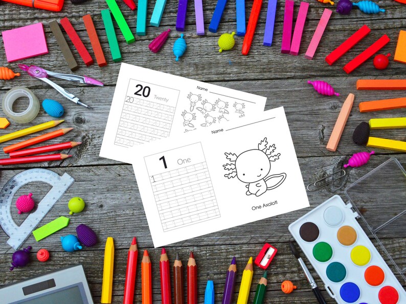 Traceable Number Axolotl Coloring Page Pre-k Kindergarten Homeschool ...