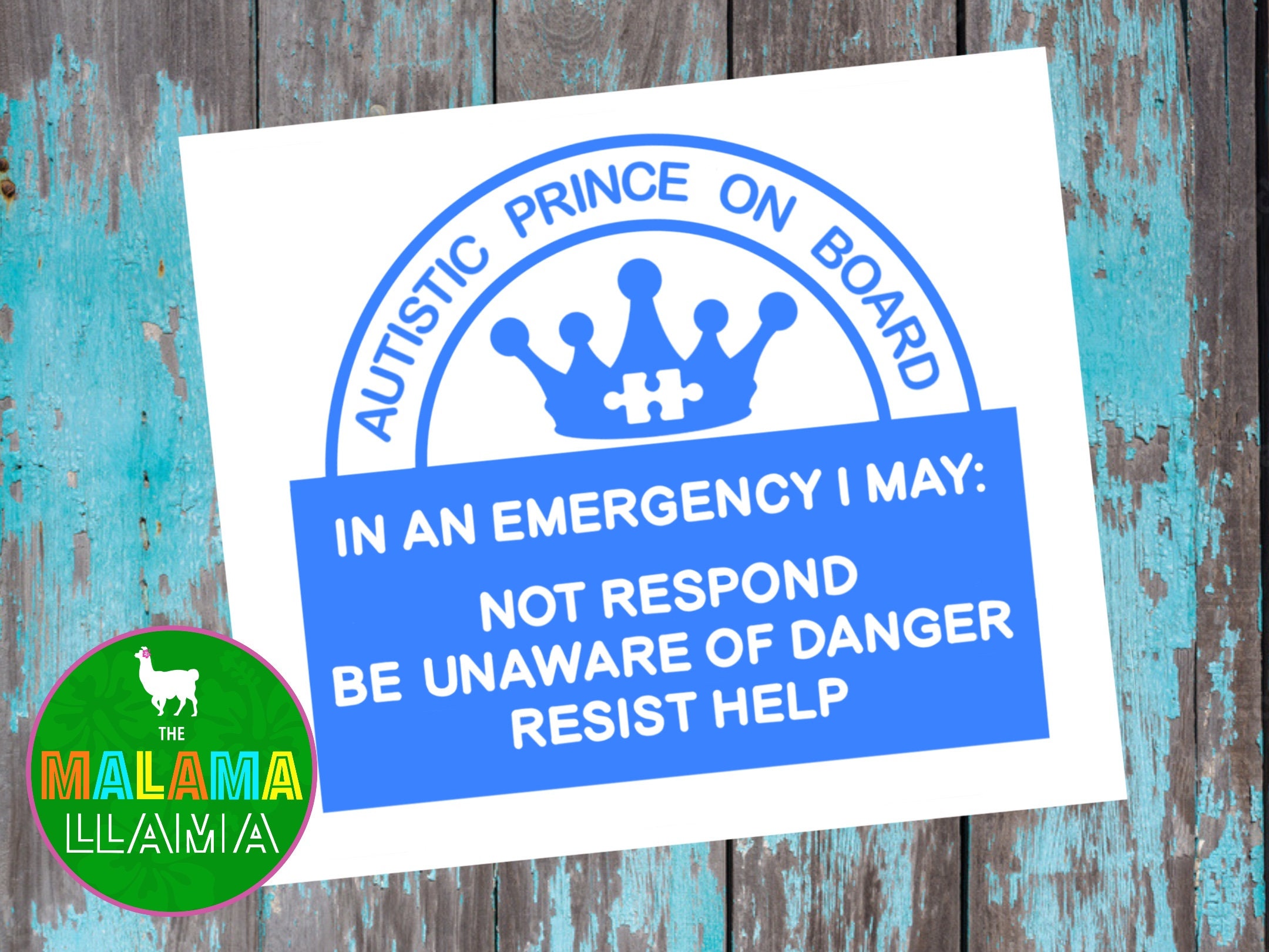 Autistic Child on Board Car Decal Autism Medical Alert Car Sticker ...