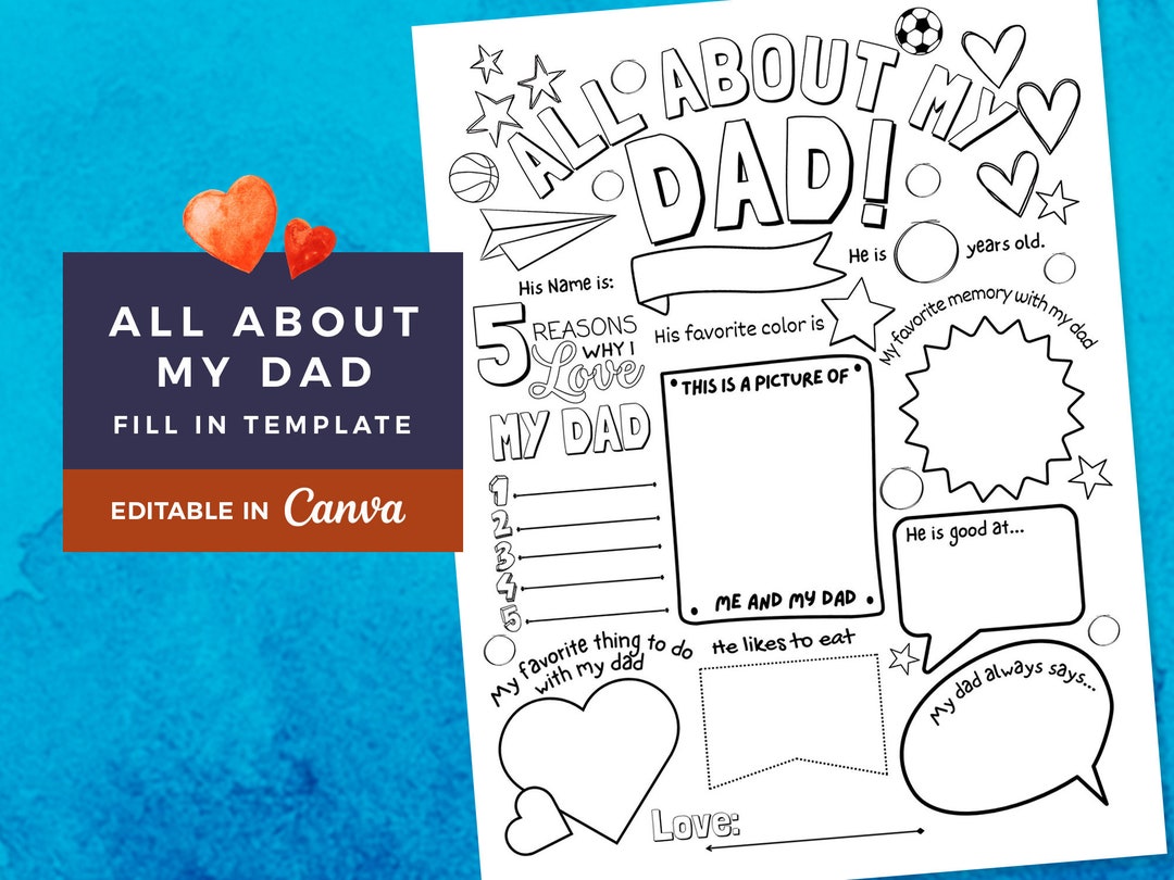 All About My Dad | Fill in Template | Father's Day | Gifts for Dad ...