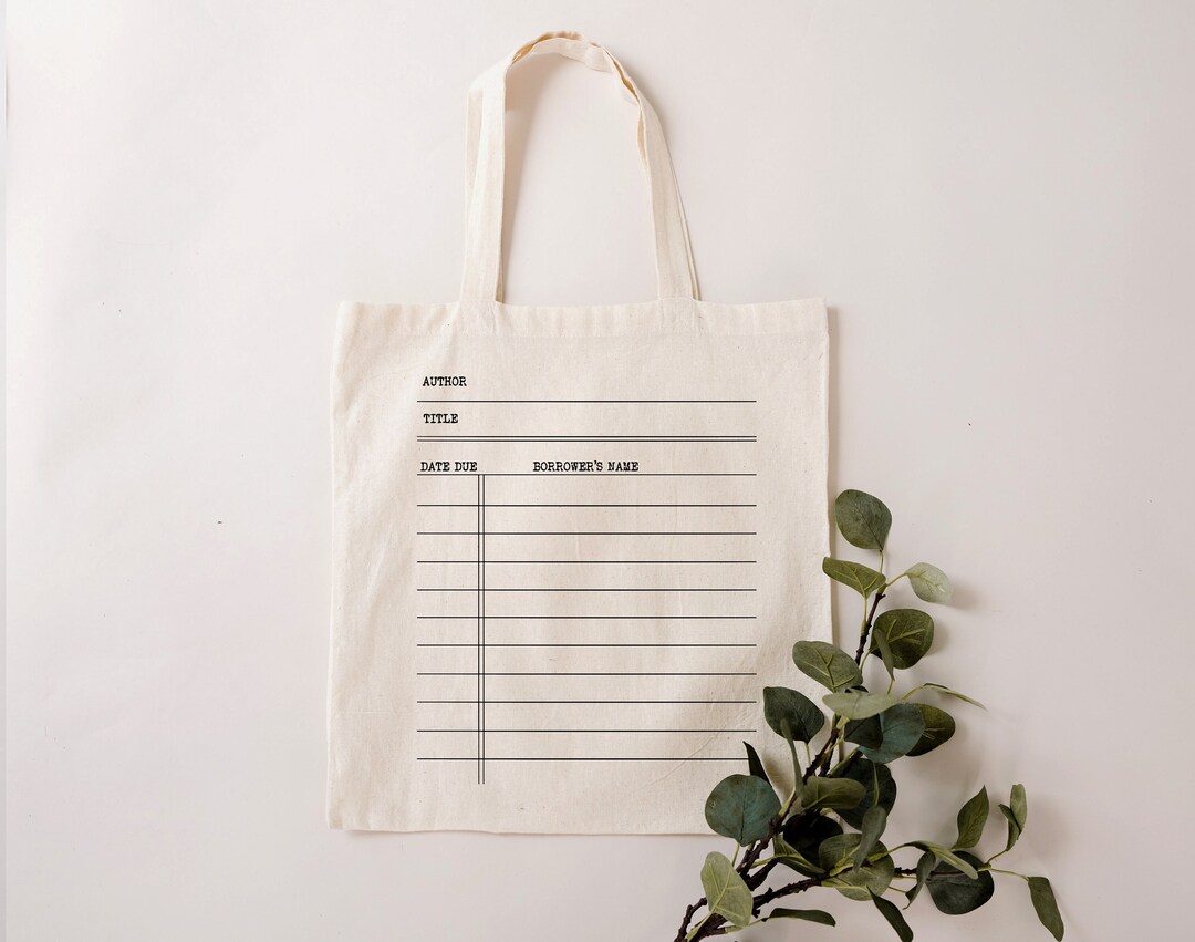 Library Card Canvas Tote Bag, School Book Bag, Light Academia Gift for ...