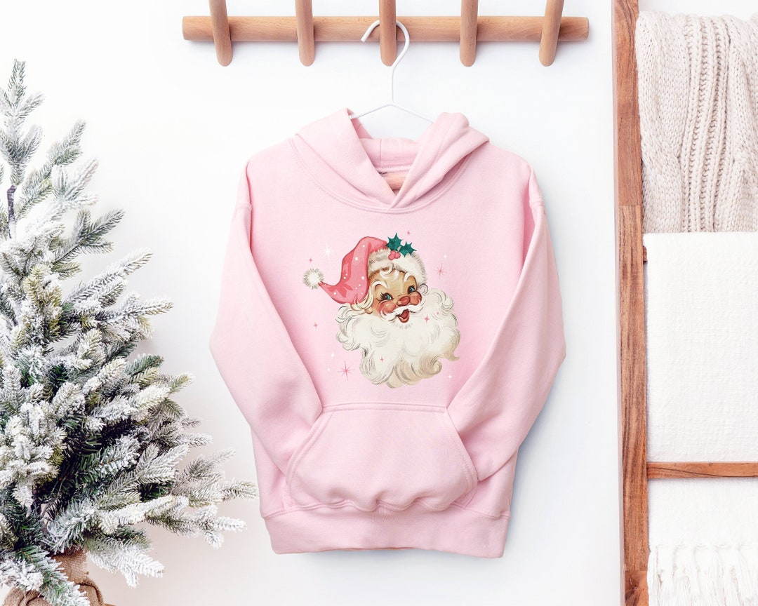 Pink Santa Christmas Youth Sweatshirt Hoodie, Retro Vintage Christmas ...