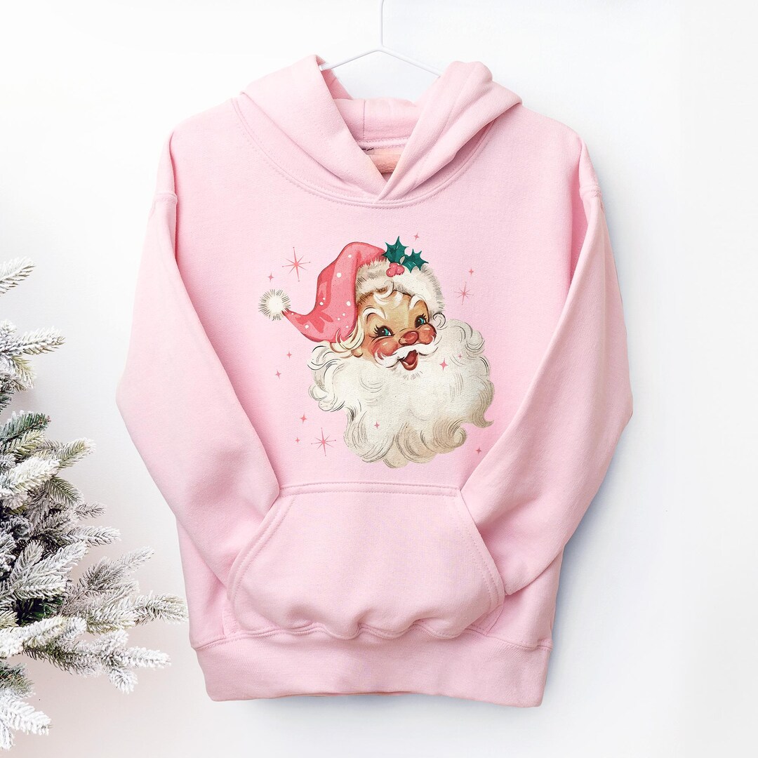 Pink Santa Christmas Youth Sweatshirt Hoodie, Retro Vintage Christmas ...