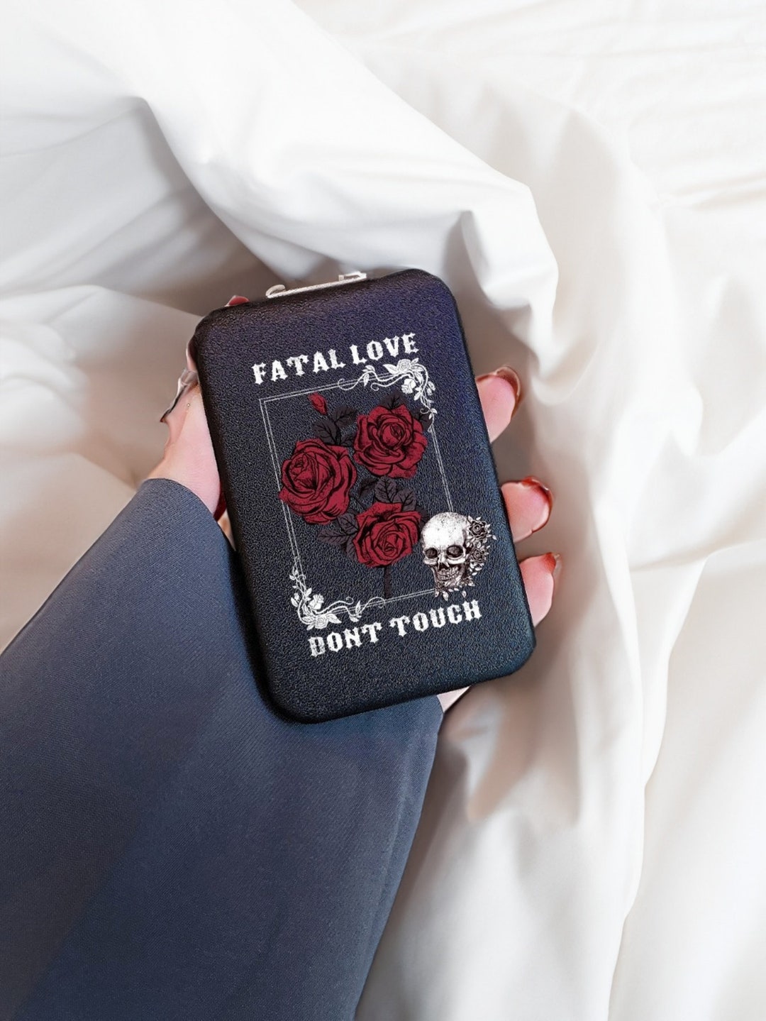 Gothic Pocket Mirror, Mystic Gothic Style Hand Held Mirror, Skull ...