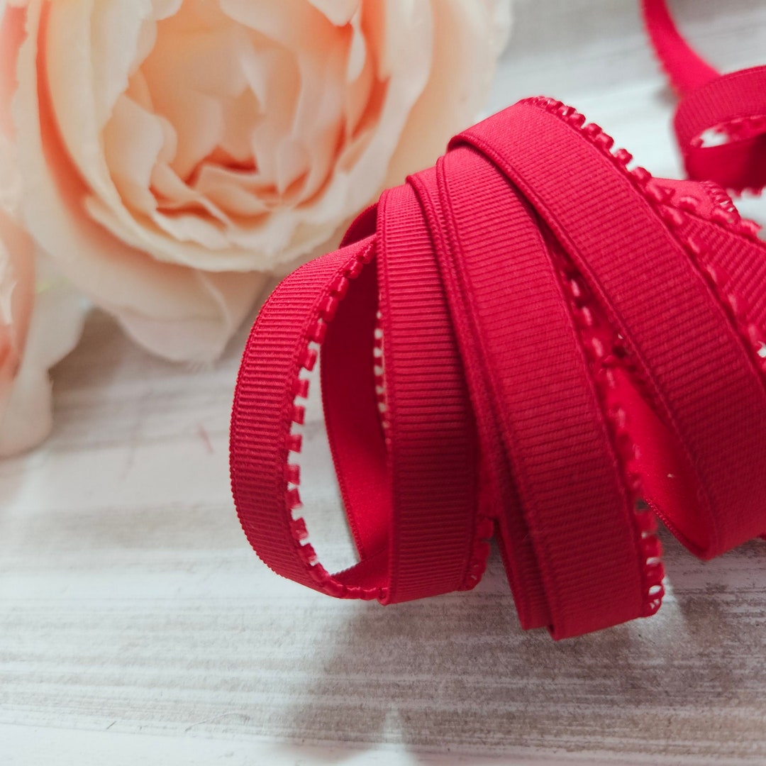 Underbust Elastic With Scalloped Edge Cherry Red, Elastic for Lingerie ...