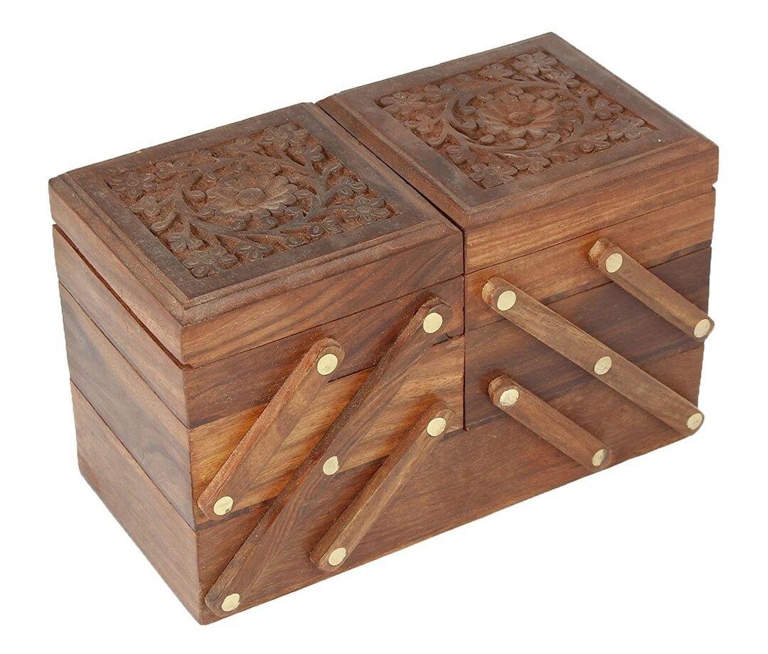 Handmade Wooden Jewellery Box for Women Jewel Organizer Hand Carved ...