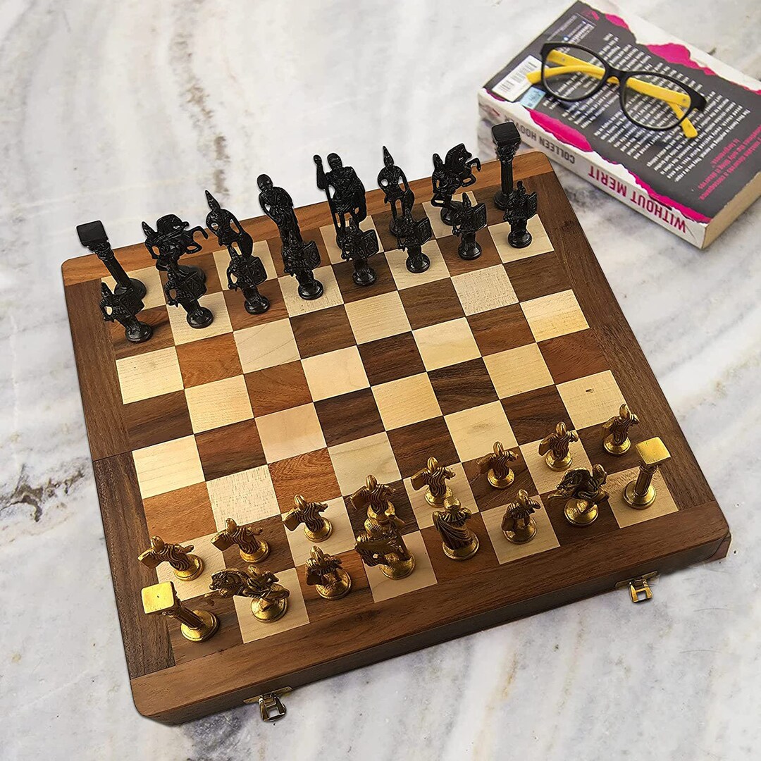 Handcrafted Wooden Quality Chess Set With Brass Sculpted - Etsy
