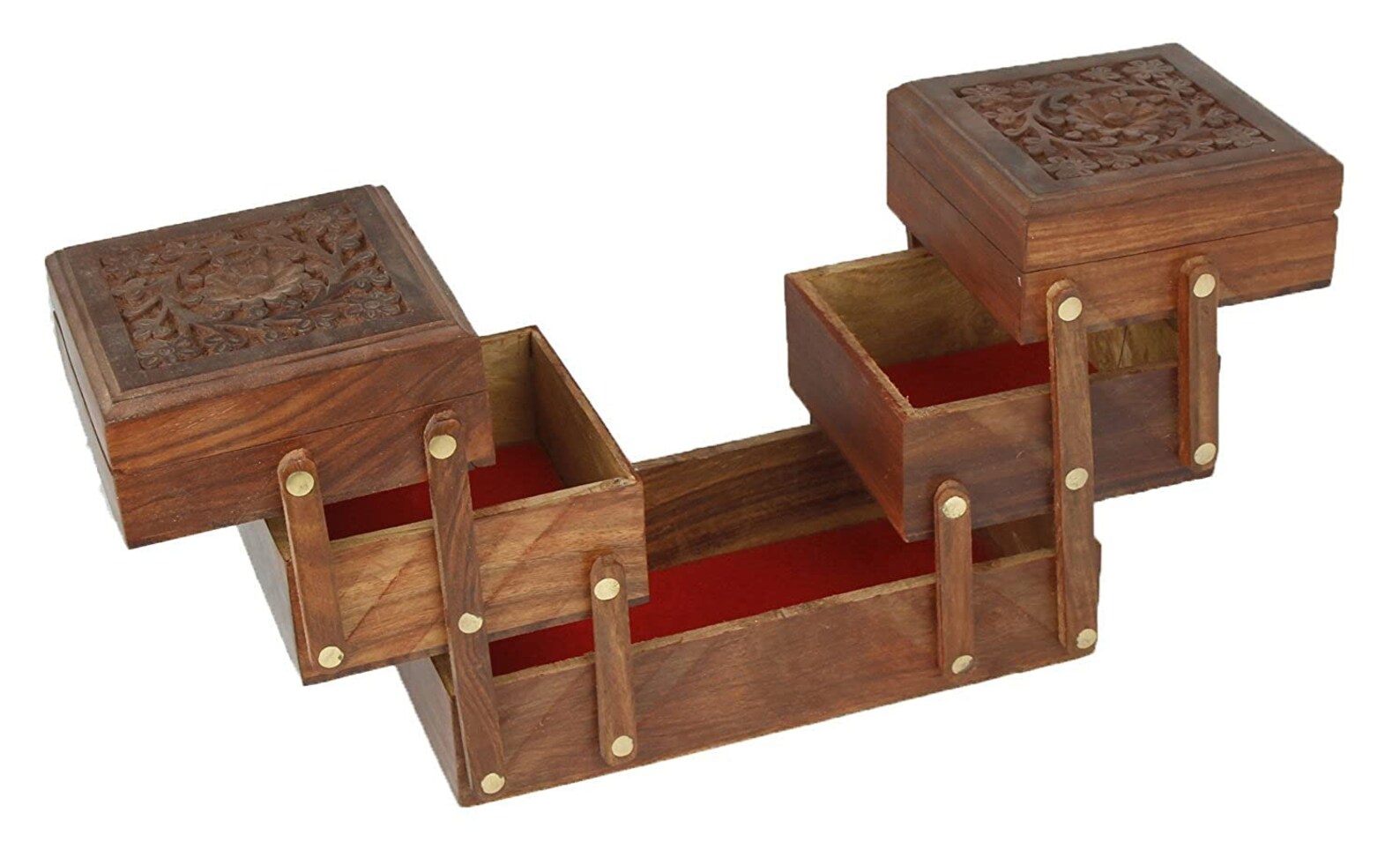 Handmade Wooden Jewellery Box for Women Jewel Organizer Hand Carved ...