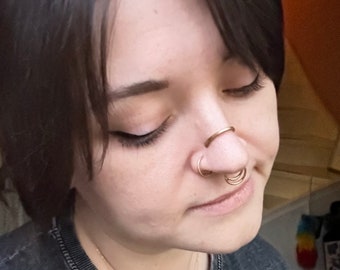 Silver Nose Bridge Cuff, No Piercing Nose Cuff, Fake Nose Ring, Pearl ...