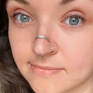 Silver Nose Bridge Cuff, No Piercing Nose Cuff, Fake Nose Ring, Pearl ...