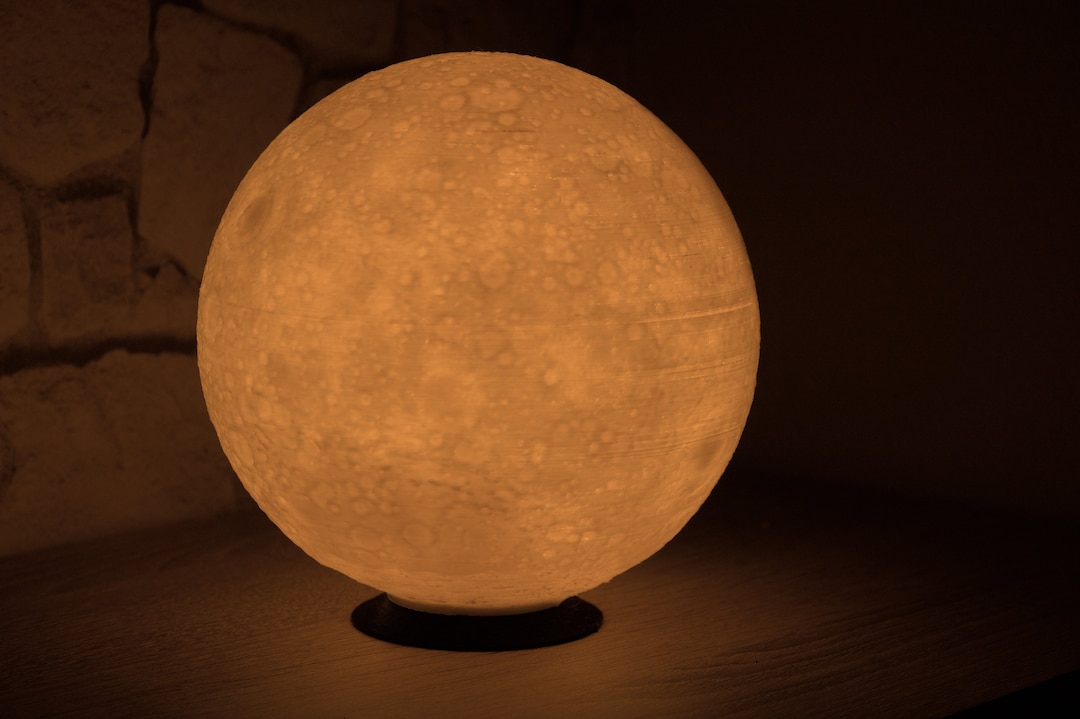 3D Printed Lithophane Globe Moon - Handcrafted Decorative Lighting - Etsy