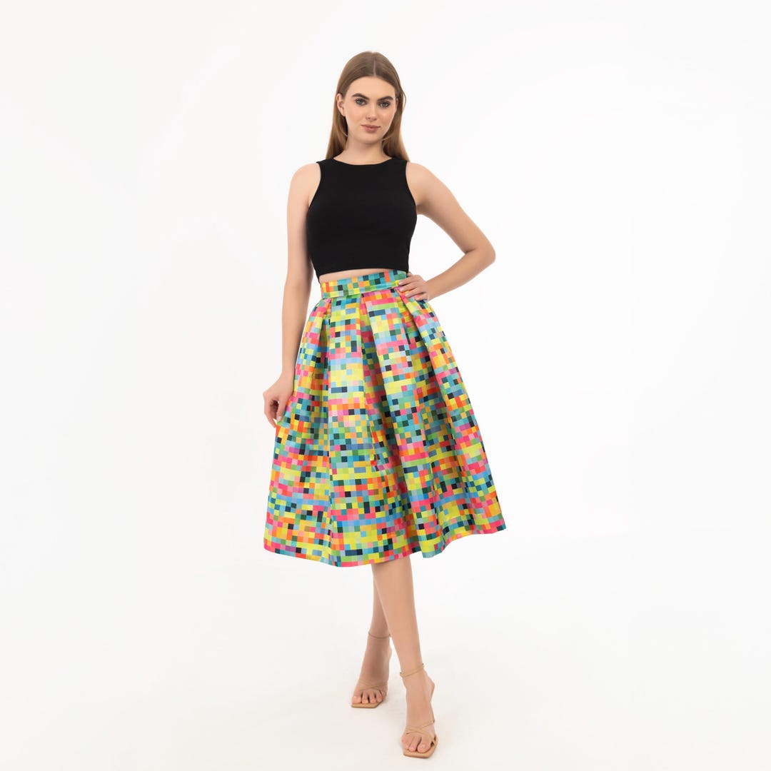 Pixel Colorful Skirt, Multicolored Skirt, Personalized Skirt,skirt With ...