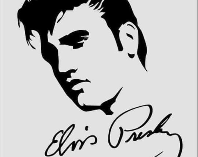 Elvis Outline With Signature Scalable Image Black and White Silohette ...